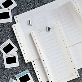 Foil Back Slide Labels, Pinfeed